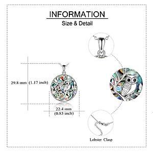 ONEFINITY Sterling Silver Tree of Life Owl Necklace Abalone Shell Pendant Necklace for Women Jewelry Mother's Day Jewelry Gifts for Mom