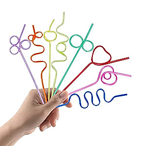 Crazy Straws,Reusable Straws,64pcs Reusable Straws with Valentine's Day Cards, Loop Novelty crazy straws and Valentines Cards for Classroom Exchange Prizes, Valentine Party Favors,Various Parties
