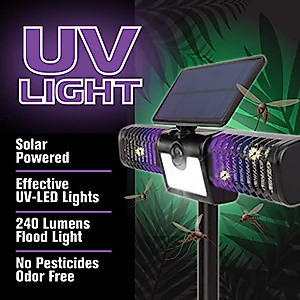 Monster Solar Bug Zapper 2in1 Solar Flood Light Solar Bug Zapper Electric Mosquito Zappers 1200V High Powered Pest Control Mosquito Zapper