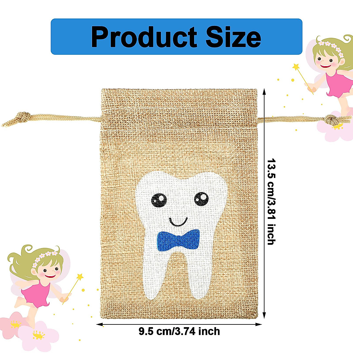 Tooth Fairy Bag Pouch for Boys and Girls to Place Under Pillow Milk Teeth Container Box for Toothfairy Tooth Holder Keepsake Gift for Kids Children Baby Shower Birthday (Blue Style)