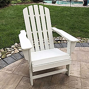 Redback White Adirondack Chair 2 Set Classic Oversized Adirondack Chairs 350lbs Duty Rating Plastic/Resin Faux Wood Chair for Fire Pit & Patio Deck Garden