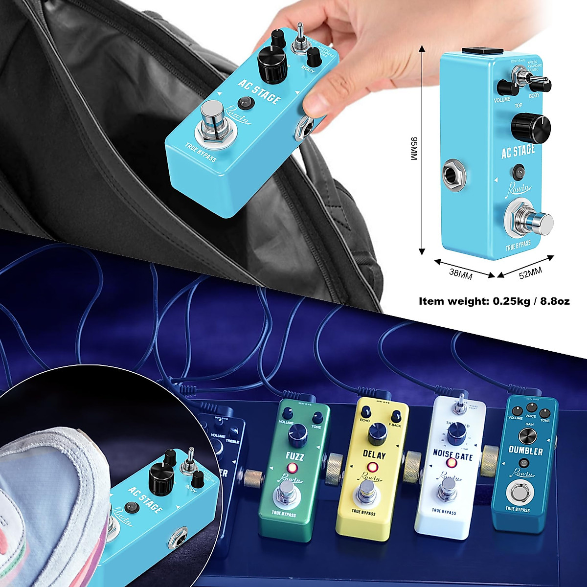 Rowin Nano Looper Electric Guitar Effect Pedal with 8G SD Card of 10 Minutes of Looping Unlimited Overdubs