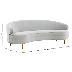 SAFAVIEH Couture Collection Primrose Light Grey Velvet/Gold Curved Sofa (Fully Assembled)
