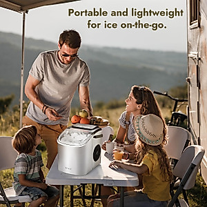 HECMAC Stainless Steel Countertop Ice Maker, 26Lbs/24H, 6 Min Fast Ice, Self-Cleaning, Custom S/L Ice Sizes, Portable - Home/Kitchen/Office/Bar/Party/Camp