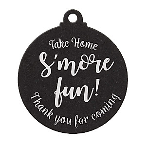 Summer-Ray 50pcs Take Home S'More Fun Treat Tags Birthday Party Favors Tags Gift Tags Thank You Tags (Black)