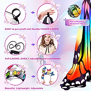 LYL. Ling Butterfly Wings For Girls, Double-Sided Fairy Wings, Kids Halloween Butterfly Costumes, 3PCS Butterfly Cape Set.