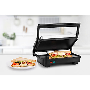 Holstein Housewares Electric Griddle for Toasting Sandwiches, Various Snacks - Black/Stainless Steel