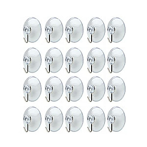 Smalibal 20Pack Clear Suction Cups with Hooks PVC Plastic Transparent Sucker Hanger for Daily Home Decoration and Organization Transparent