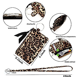 DONGGANGAJI Womens Wallet Lanyard Set Bifold Zipper Case Wallet with Lanyard (Leopard-R)