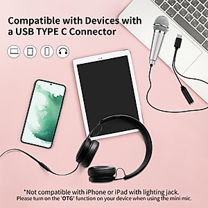 USB C Mini Karaoke Microphone for Android Phone, Laptop, Tablets Small ASMR Microphone for Voice Video Recording Singing, Vlogging, Podcasting YouTube (1 PCS Rose Golden)