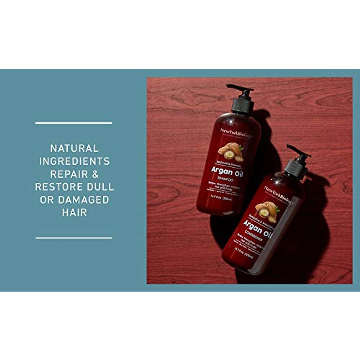 New York Biology Moroccan Argan Oil Conditioner - All Natural - Moisturizing and Volumizing Professional Series Restorative Formula - Infused with Keratin and Sulfate Free - 16.9 fl Oz