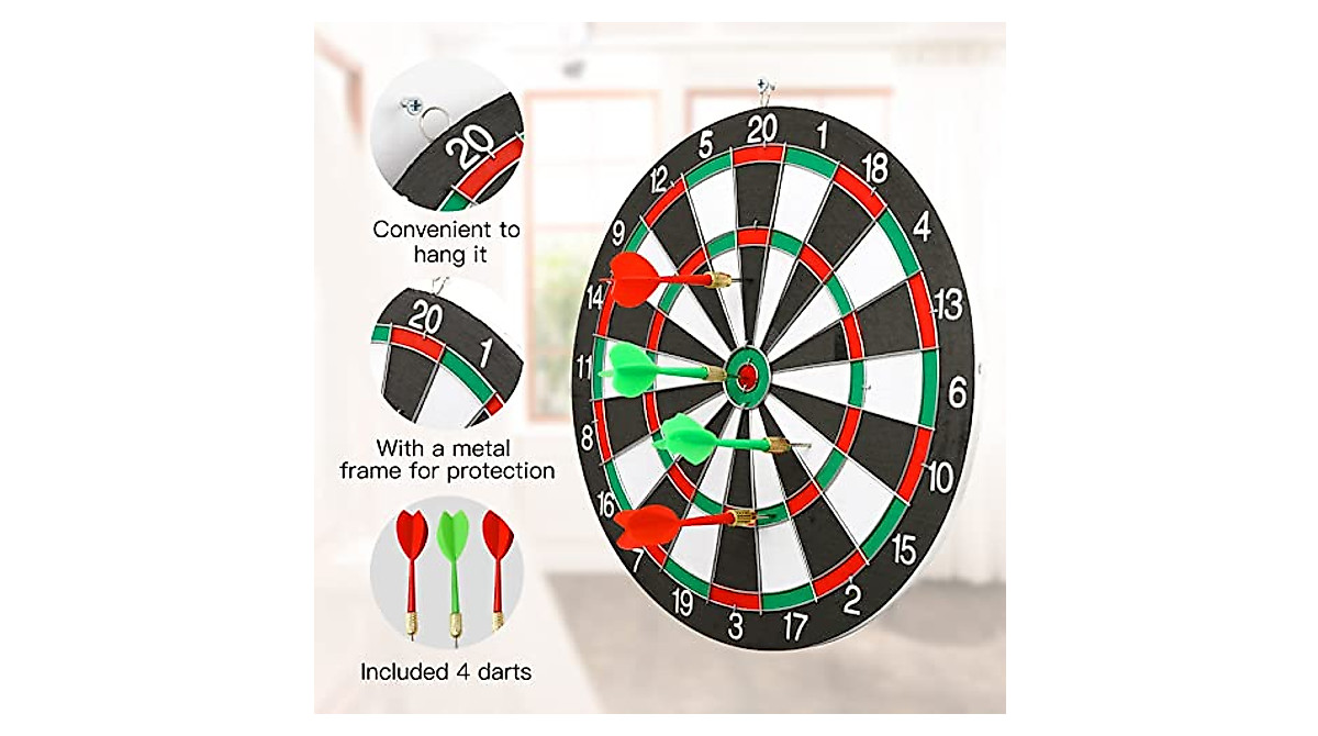 Mini Dart Board Set - 12-inch Double-Sided Dartboard for Fun