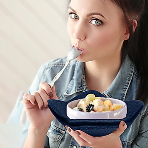 ULVEOL Set of 2 Dark Blue Microwave Bowl Holder Potholders - Microwavable Soup Bowl Cozy - Hot Pads Bowl Holders for Hot Food Quilted - Bowl Cozies for Microwave Kitchen Accessories, Gadgets