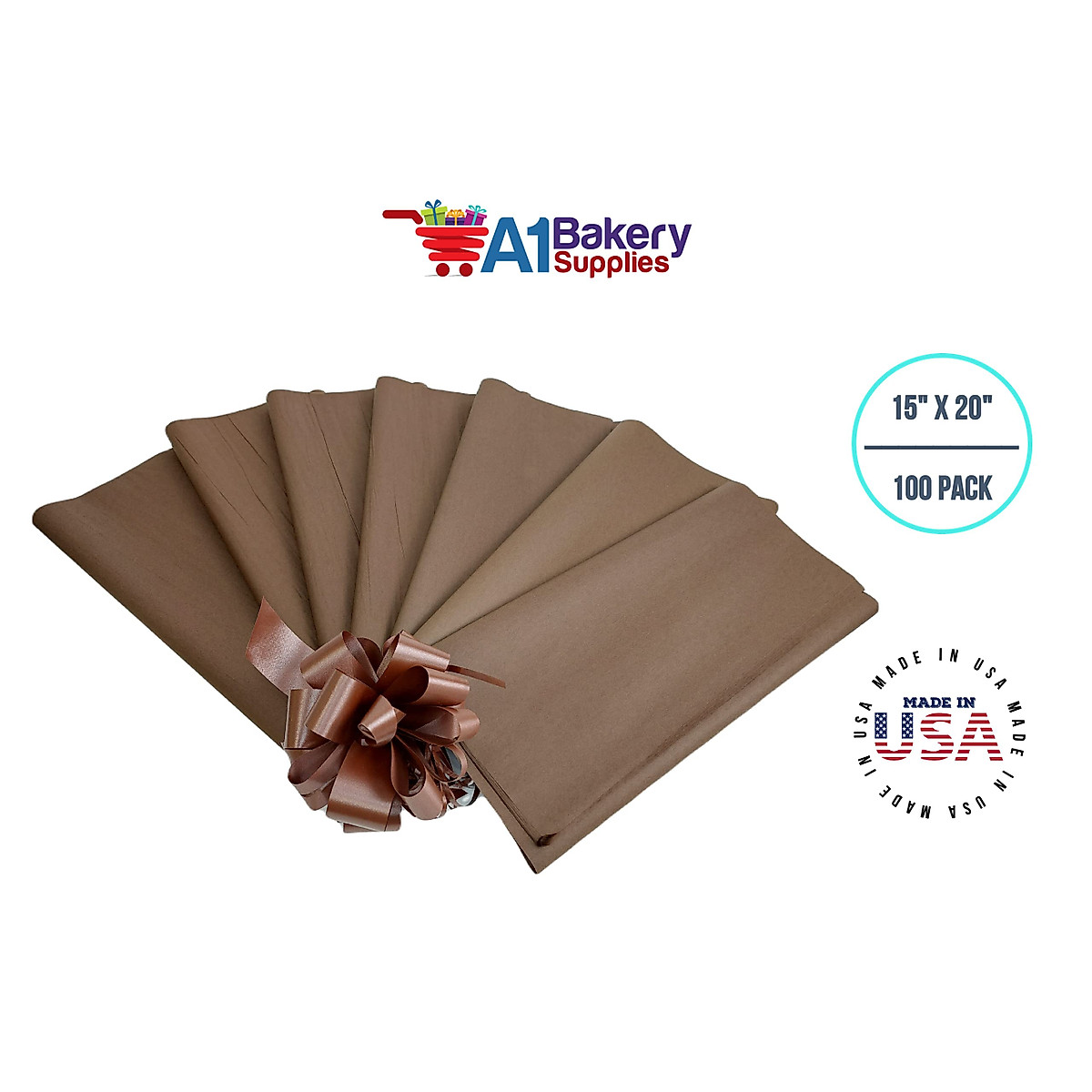 A1 Bakery Supplies Chocolate Tissue Paper 15 x 20 inches 100pk Premium quality tissue paper MADE IN USA