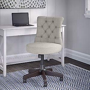 Bush Furniture Key West Mid Back Tufted Office Chair, Light Gray Fabric
