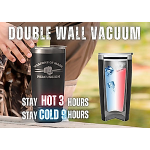 Onebttl Funny Drummer Gifts For Men, Women, Music Lover Gifts for Drummers, 20 oz/590 ml Stainless Steel Insulated Tumbler with Straw, Lid, Weapons of Mass Percussion