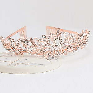 AOPRIE Birthday Crown for Women 60 & Fabulous Birthday Sash for Women Girls Rose Gold Birthday Tiara 60th Birthday Gifts Decoration for Women Princess Crown Rhinestone Headband Happy Birthday