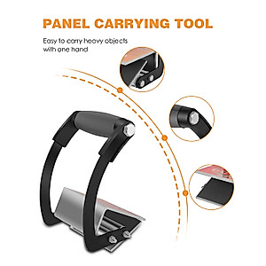 Panel and Plywood Carrier Tool, 0 to 1 Grip Range Sheetrock Gripper Carrying Soft-Grip Handle Gripper Lift Heavy Duty Metal Gripper for Clamp Wood Board or Drywall Lifter with Single Hand