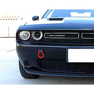 iJDMTOY Red Universal Ring Track Racing Style Tow Hook Aesthetic Decoration Kit Compatible With Any Car SUV Truck (Not Functional, Decorative Purpose ONLY)