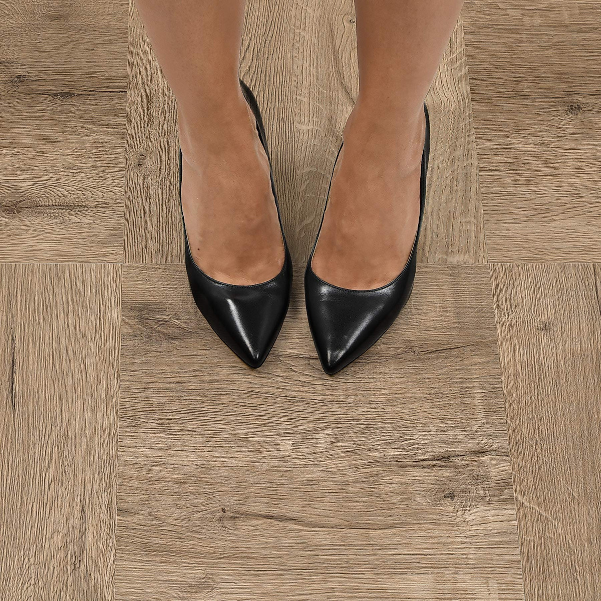 FloorPops FP3319 Pickling Peel & Stick Floor Tiles, Brown