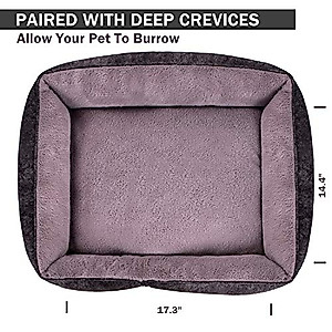 Coohom Rectangle Washable Bed, Durable, Warming Comfortable Square Pet Crate Bed Simple Design Style, for Medium Large Dogs (25 INCH, Black)