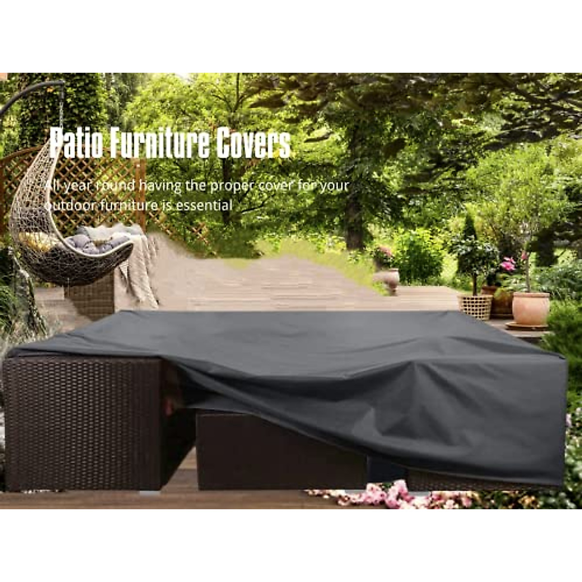 YoungBee Patio Furniture Set Covers,Rectangular/Square Patio Table Cover Waterproof, Windproof, Upgraded Tear-Resistant 420D Oxford Large Outdoor Furniture Covers 138" W x 79" D x 28" H