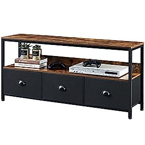 PRAISUN Dresser TV Stand with Storage and Drawers , Wide Dresser for Bedroom, Entertainment Center for 55 inch TV for Living Room, Chest, Closets and Nursery - Black and Rustic Brown