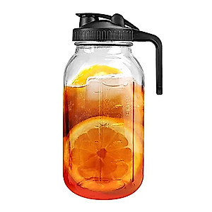 Half Gallon Mason Jar Pitcher, 64 oz Sun Tea Jar Large Wide Mouth Mason Jar Pitcher with Airtight Lid,2 Quart Glass Pitcher for Lemonade,Coffee,Ice Tea Pitcher for Fridge