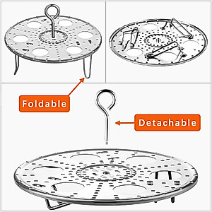 Egg Steam Rack Multipurpose Trivet for Instant Pot Accessories Fit 6,8 Qt Pressure Cooker, Stainless Steel Egg Cooker for Hard Boiled Eggs, Cook 14 Eggs, 2 Pack Stackable Steamer For Cooking Rack
