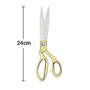 CABAX Stainless Steel Sharp Tailor Scissors for Clothing Dressmaking Shears Fabric Craft Cutting Adjustable Kitchen Scissors, Gold (9.5'')