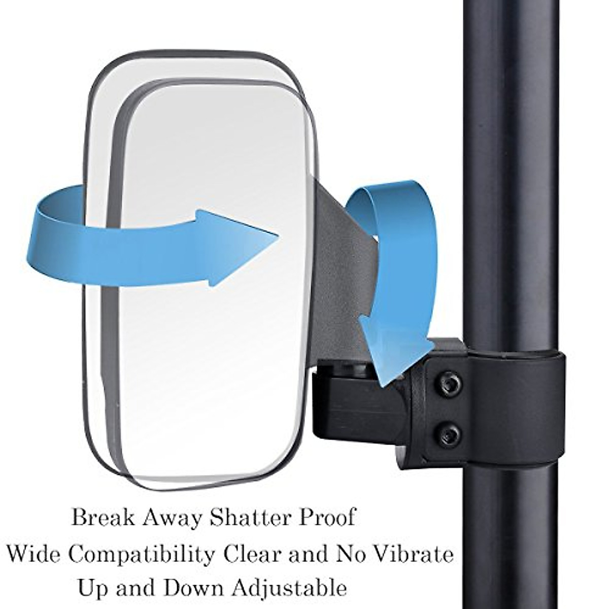 SPAUTO UTV Side Mirrors For 1.6" - 2" Roll Cage Bar, UTV Mirrors Compatible with Kawasaki Mule Yamaha Rhino YZX Pioneer Polaris Shatter-Proof Tempered Glass(Fits Driver and Passenger Side)