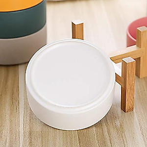 White Ceramic Elevated Raised Cat Bowls,Cat Food Dish with Stand, Raised Cat Food or Water Bowls Anti Vomiting,Pet Bowl with Anti Slip Rubber pad,Stress Free for Cats and Small Dogs（400ML/13.5OZ