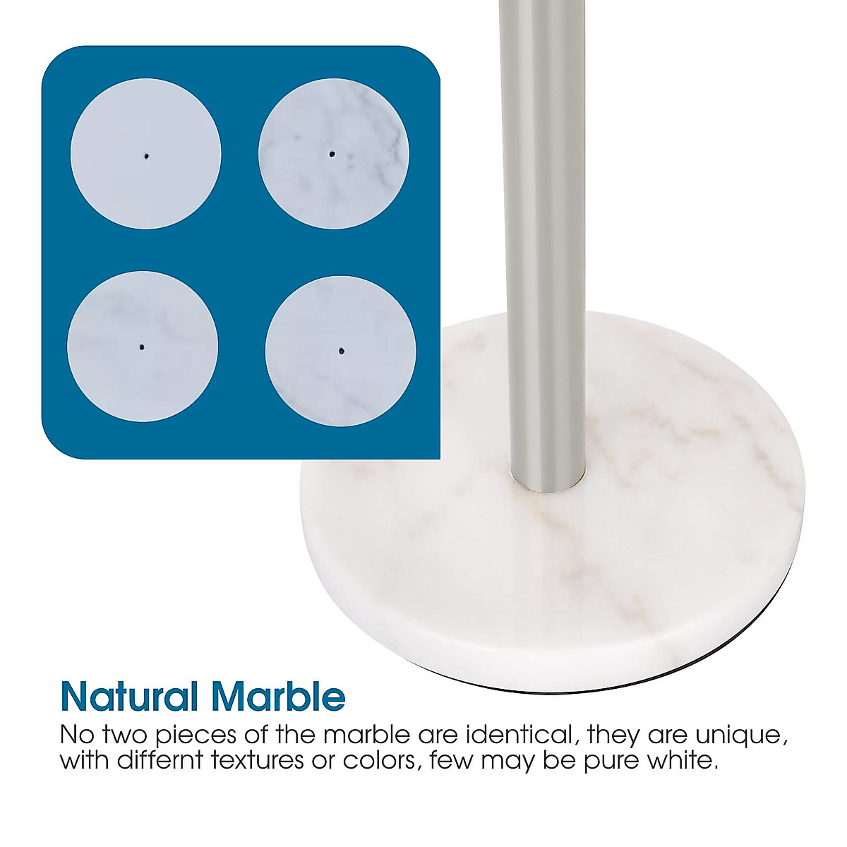 Siwil Paper Towel Holder Stand, One-Handed Ripping Paper Towel Roll Holder Countertop, Heavy Marble Base, NOT Tip Over - (Marble, Brushed Nickel)