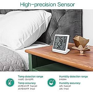 ORIA WirelessThermometer Hygrometer, Wireless Humidity Temperature Sensor, LCD Humidity Monitor with Data Storage, Free Data Export Temp Humidity Sensor for Home, House