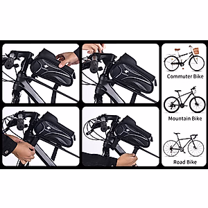 WOLFILIST Bike Bag, Waterproof Bike Frame Bag with Sun-Visor Rain Cover, Bike Phone Holder with TPU Sensitive Touch Screen