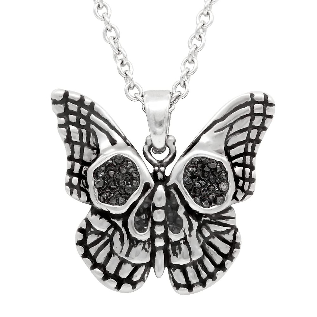 Controse Butterfly Skull Necklace with Pendant (16" - 18" adjustable chain)