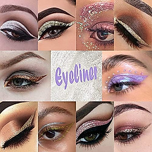 10Pcs Waterproof Glitter Eyeliner Liquid Glitter Eyeshadow Sticks Kit.Longwearing sombras de ojos Profesional Makeup Glitter for Eyes .10 Colorful Liquid Glitter Eye Liner Eye Shadow Set.Liquid Flare Gold Sparkle para ojos