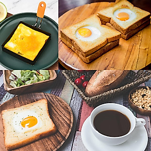 4 Inch Suqare Egg Rings for Frying Eggs,2 Packs 4" Square Egg Rings for Griddle, Stainless Steel Griddle Omelete Rings for Fried Eggs Muffin Tortillas Pancake Ring Crepes Ring with Silicone Handle