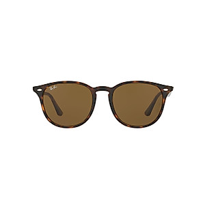 Ray-Ban RB4259F Low Bridge Fit Round Sunglasses, Light Havana/Dark Brown, 53 mm