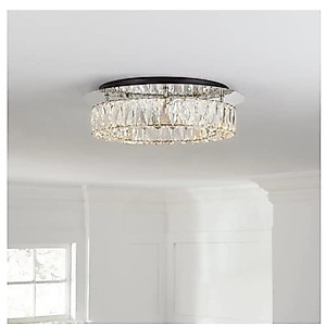 Keighley Crystal 100-Watt Polished Chrome Integrated LED Flush Mount