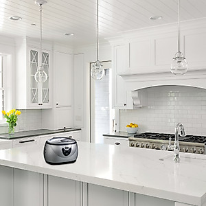 UKOKE 3800S, Professional Jewelry Timer, Portable Household Ultrasonic Cleaning Machine, Eyeglasses Denture Cleaner, 0.6 L, Silver