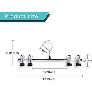 HWAJAN Pants Hangers with Clips for Women 20 Pack Adjustable Heavy Duty Space Saving Skirt Hangers Non-Slip Trousers, Jeans Clothes ,Shorts Black,12Inch