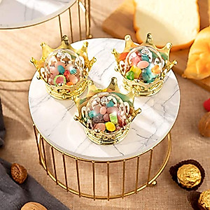 TRSPCWR Gold Cake Stand, Cupcake Stand Set of 3, Round Display Dessert Stand Imitation Marbling Decoration Finish