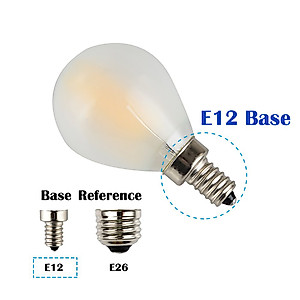 OPALRAY G45(G14) Mini Globe LED Bulb, 2W 200LM, Dimmable, 25W Incandescent Replacement, Warm White Light 2700K Filament Tungsten, E12 Candelabra Base Bulb, Eye-protected Frosted Glass Cover, 6 Pack