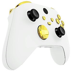 eXtremeRate Replacement Buttons for Xbox Core Wireless Controller, Chrome Gold Glossy Custom LB RB LT RT Bumpers Trigers Dpad ABXY Start Back Sync Share Keys Parts for Xbox Series X & S Controller