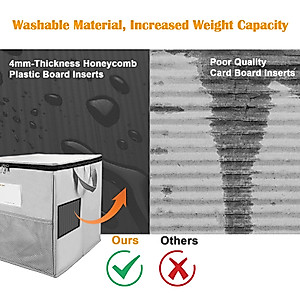 Toy Storage Basket and Play Mat-13"x13"x13" Toy Organizers Cube with Extra Mesh Pocket Storage & Label Holder, Toy Storage Bins Kids for Building Bricks/Blocks, Toy Box Playroom for Boys Girls (Grey)