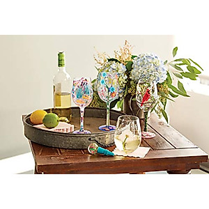 Enesco Designs by Lolita Cardinal Bird with Cherry Blossoms Beauty Artisan Hand-Painted Wine Glass, 1 Count (Pack of 1), Multicolor