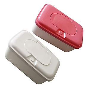 Kisangel 2pcs Baby Wipe Dispenser Baby Wipes Case Baby Wipe Holder Keeps Diaper Wipes Fresh Non- Slip Easy Open Close Wipe Container Random Color