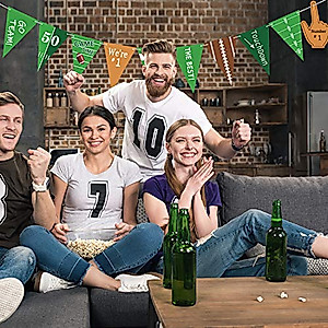 Sport Theme Football Flags Banners Decoration American Football Flags Banner Football Party Sign Decorations for Happy Birthday Party Pennant Banner for Olympics, Bar, Sports Clubs, 7.87 x 5.5 Inch