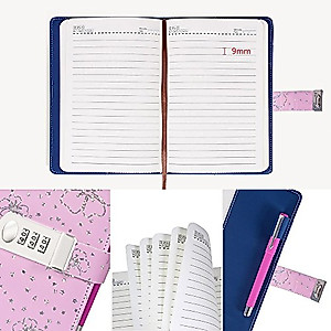 koboome Floral Notebook with Password Lock, A5 Size PU Leather Creative Password Notebook with Combination Lock Student Diary Notepad (Pink)
